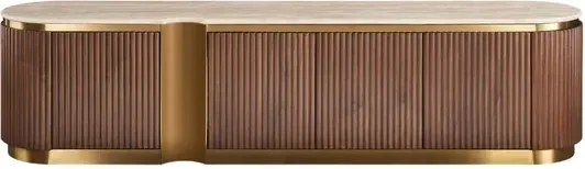 TV stolek Stilig ST916 200 cm ořech/travertin/zlatý