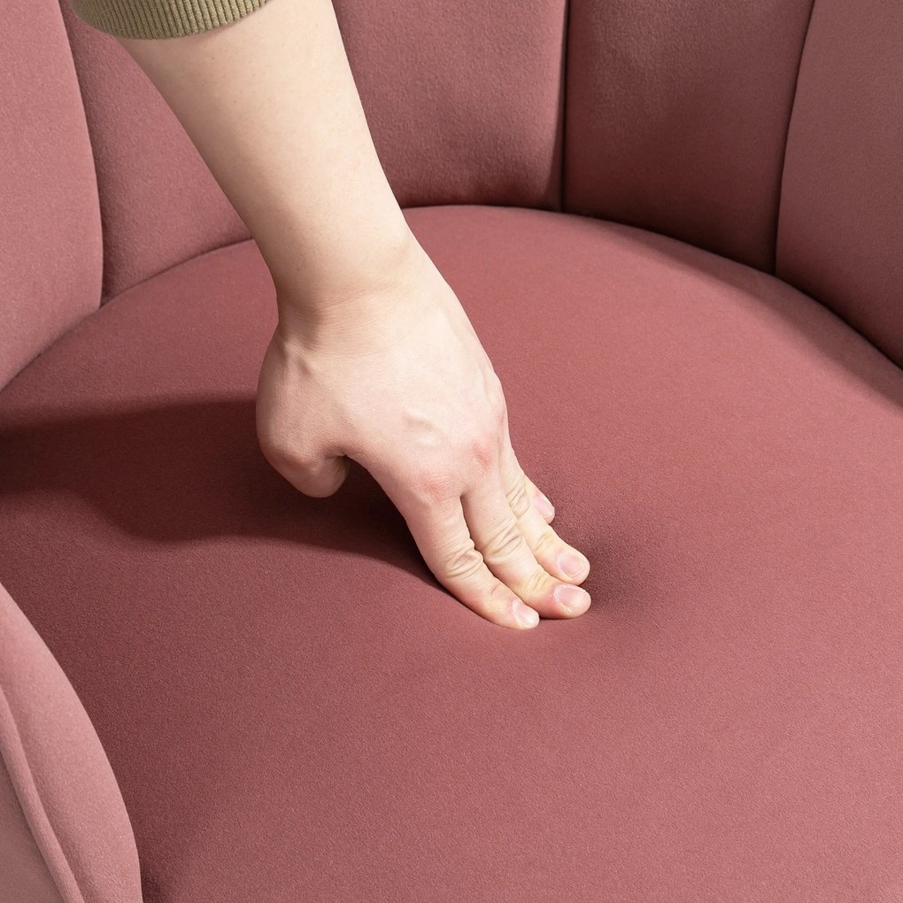 HOMCOM jídelní židle kuchyňská židle křeslo s opěradlem židle do obývacího pokoje polyester kaučukovník růžová 66 x 72 x 79 cm