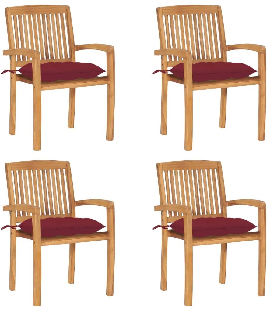 Stohovatelné zahradní židle s poduškami 4 ks masivní teak 3073264