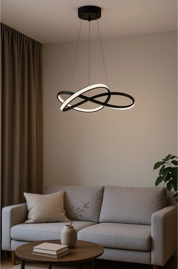 Glamour lampa do obývacího pokoje černá LED Fondi K-8236