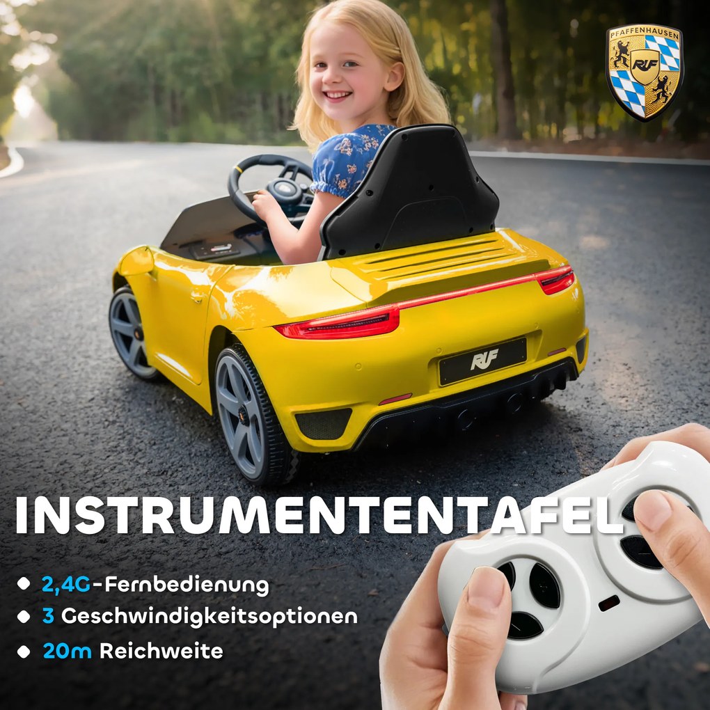 AIYAPLAY Elektrické sedátkové auto pro děti, ovladatelné na dálku, hudba, klakson, USB, bezpečnostní pás, pro 3-5 let, žluté