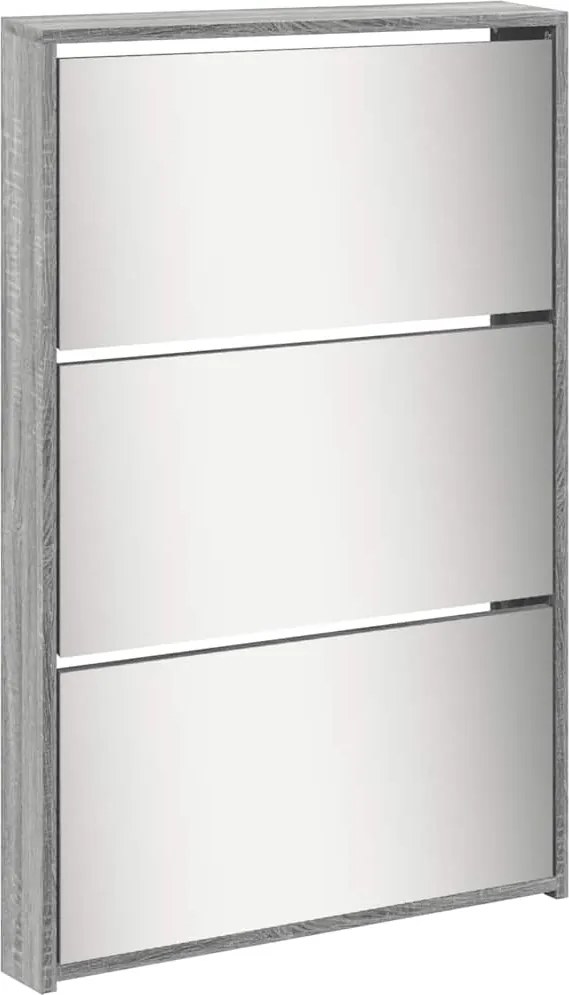 Botník se zrcadlem 5patrový šedý sonoma 63 x 17 x 169,5 cm 3228284