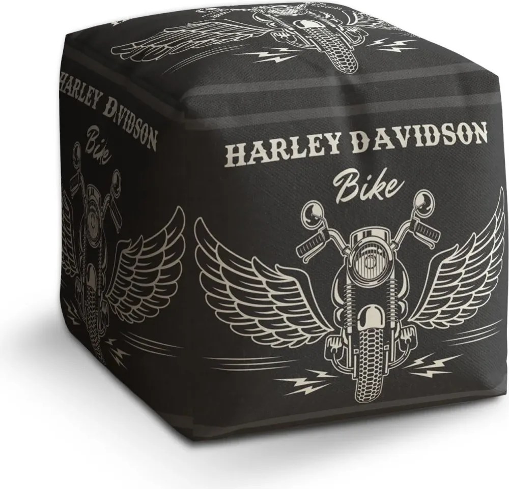 Sablio Taburet Cube Harley-Davidson S křídly - 60x60x60 cm