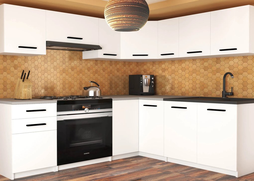 Kuchyňská linka Belini 360 cm bílý mat s pracovní deskou Lidiauniqa2 TOR LIDIAUNIQA2/4/WT/WT/0/B1