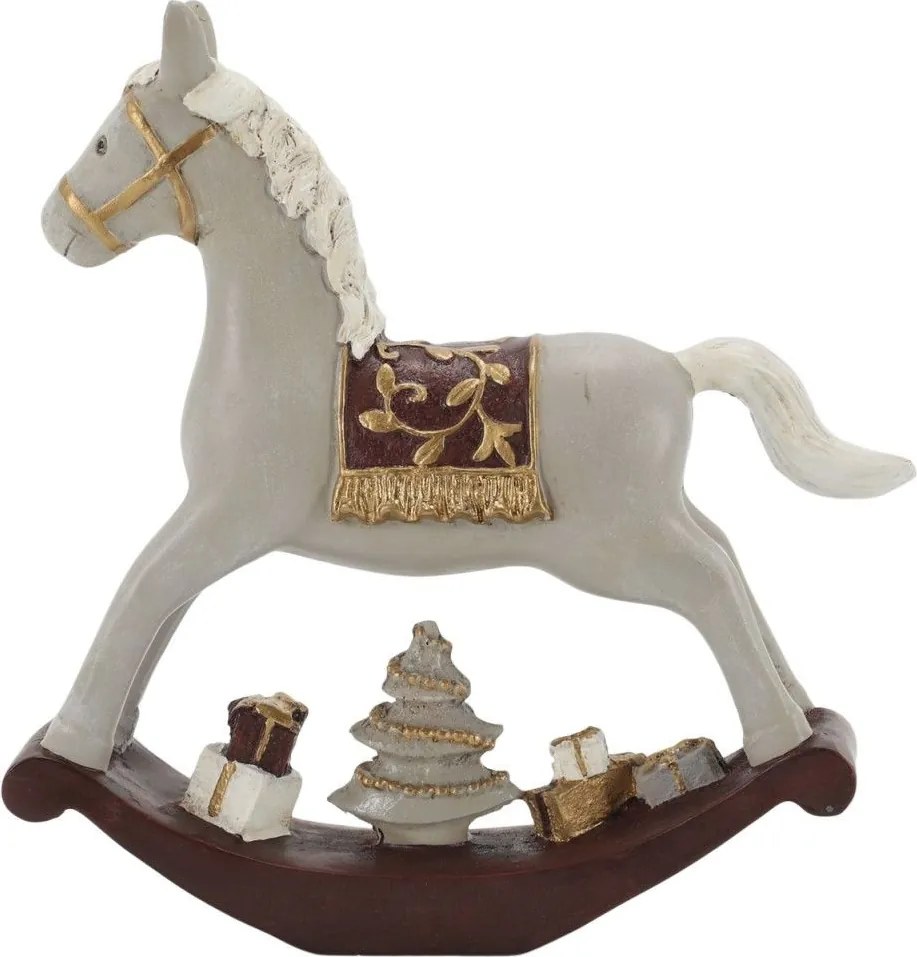 Dekorace figurka houpací koník Cherry Noël s dárky – 18*4*18 cm