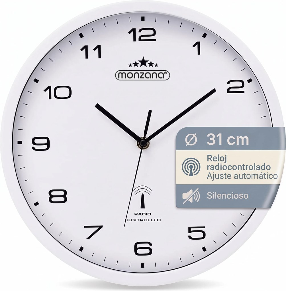 Nástěnné hodiny řízené rádiem bílý Ø31cm