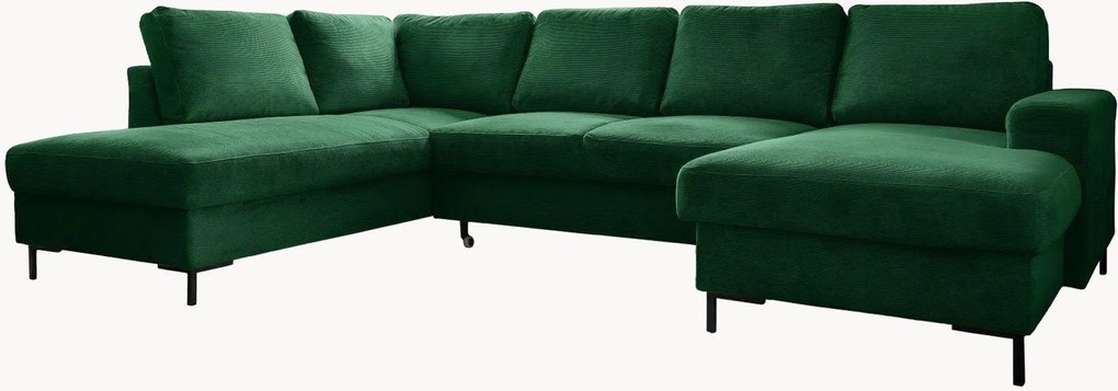 Panoramatická rohová rozkládací pohovka z manšestru Lofty Lilly, 8místná
