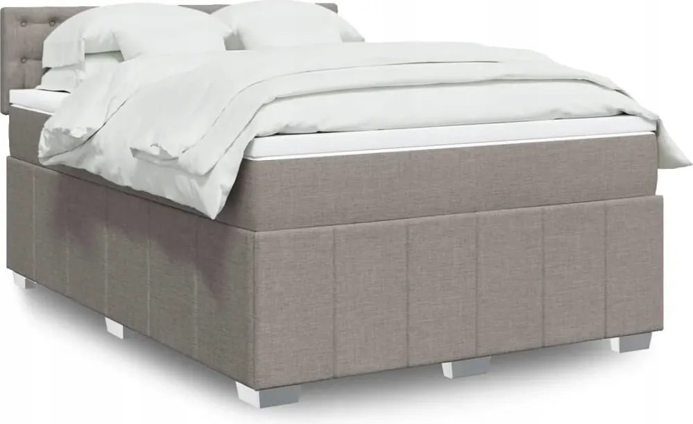 Box Spring Postel S Matrací Textil Taupe tlačítka 140 x 200 cm