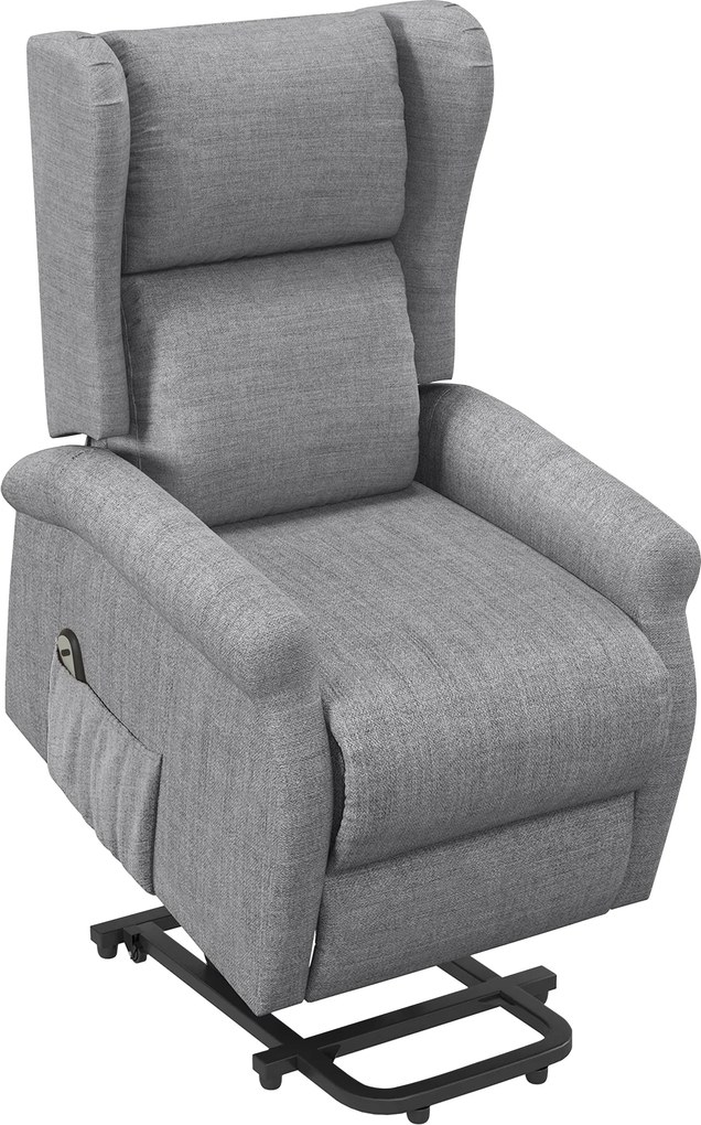 HOMCOM Relaxační křeslo, pomůcka při vstávání, polohovací funkce, do 200 kg, 72,5x94x109 cm, šedé