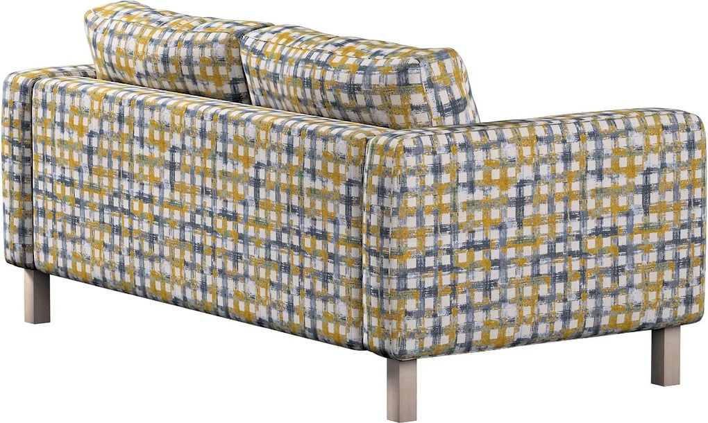 Potah na pohovku IKEA Karlstad 2-místná, nerozkládací, krátký barva modrá látka pletený vzor, vzorované