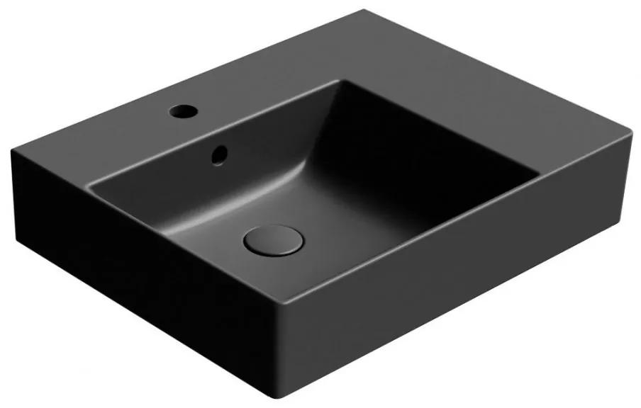 GSI KUBE X keramické umyvadlo 60x47cm, s odkládací plochou vpravo, černá mat 9438126