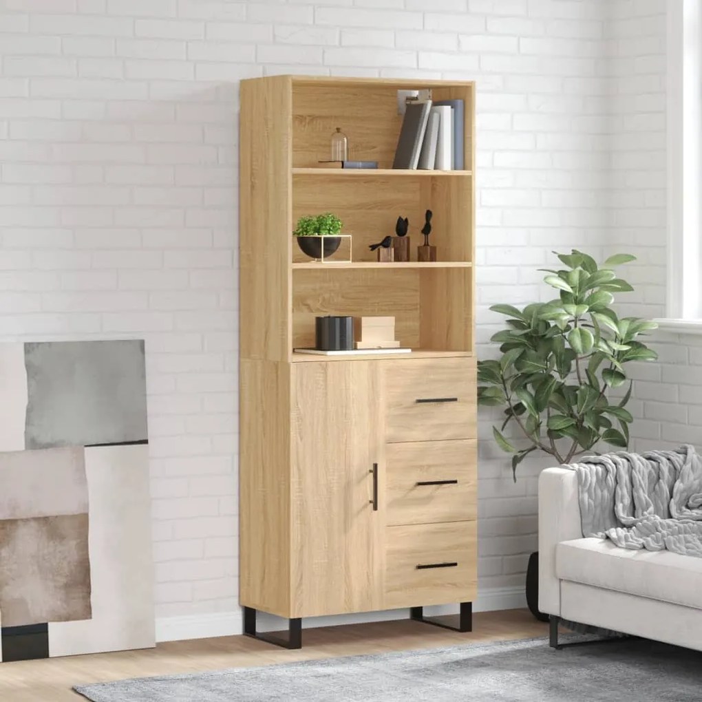 vidaXL Skříň highboard dub sonoma 69,5 x 34 x 180 cm kompozitní dřevo