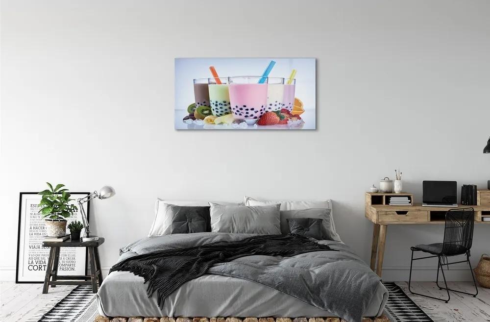 Obraz na skle Mléčné koktejly s ovocem 120x60 cm