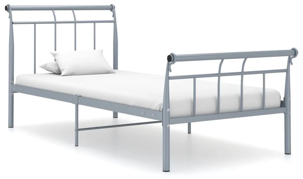 325032 vidaXL Rám postele šedý kov 90 x 200 cm