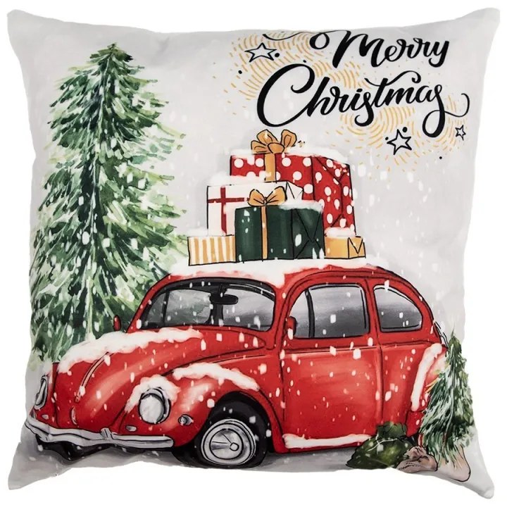 Vánoční povlak na polštář s broukem a dárky Merry Christmas - 45*45 cm