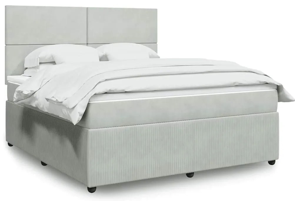 Box spring postel s matrací světle šedá 180x200 cm samet 3292400