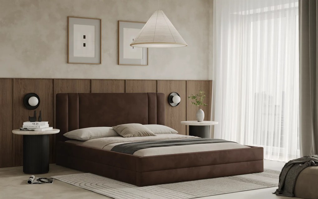 Postel ALCAMO 140x200 hnědá s úložným prostorem