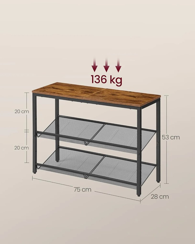 Botník Vasagle Melas 53 cm černý/hnědý