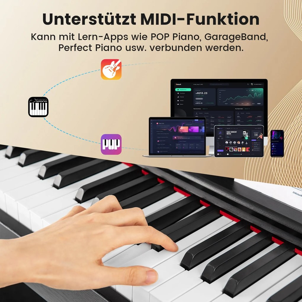 Costway Digitální piano s 88 kladívkovými klávesami, černé