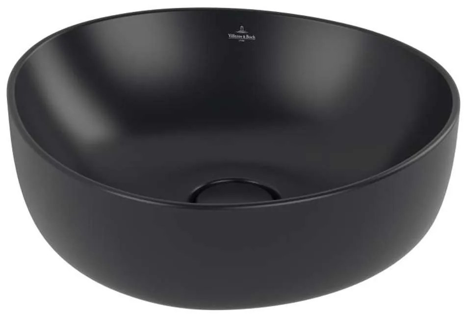 Villeroy & Boch Antao - Umyvadlo na desku, 40x40 cm, CeramicPlus, Pure Black 4A7240R7