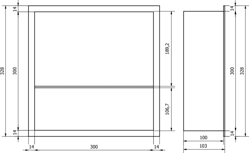 Mexen X-Wall-R, police na zapuštění s přírubou 30 x 30 cm, grafitová matná - 19E0303010S