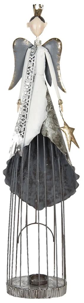 Dekorační kovový vintage anděl na svíčku - 19*14*74 cm