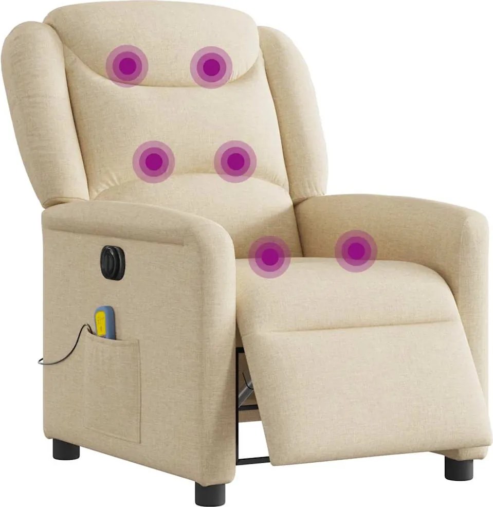 Elektrické masážní polohovací křeslo krémové textil 3303192