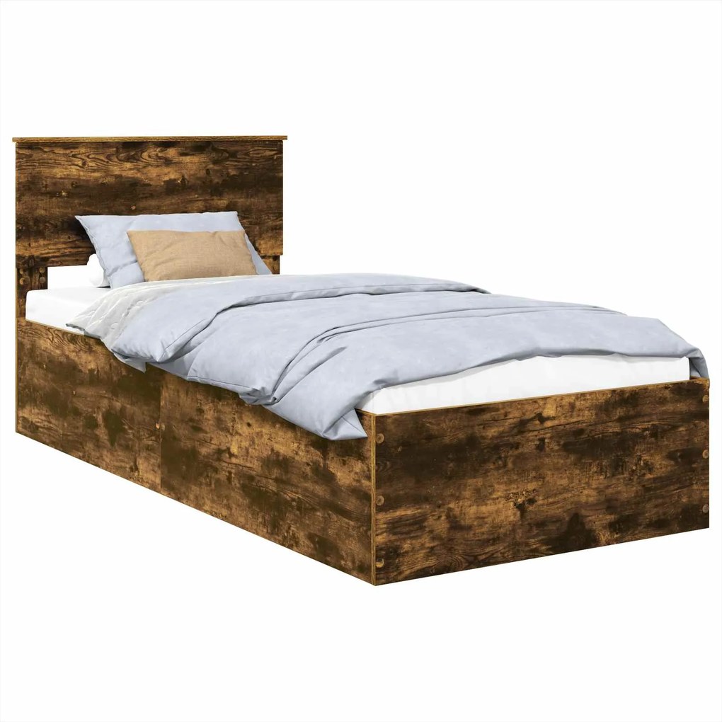 Rám postele s čelo Kouřový dub 100 x 200 cm Kompozitní dřevo 3408701