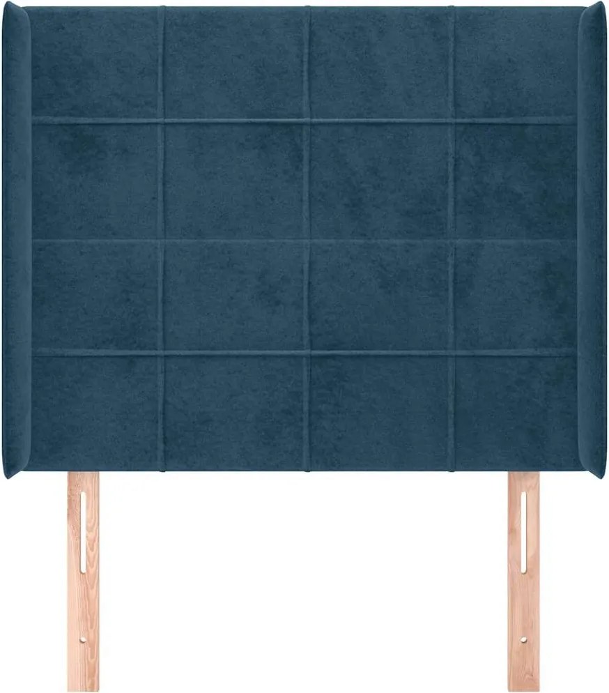 Čelo postele typu ušák tmavě modrá 83x16x118/128 cm samet 3119614
