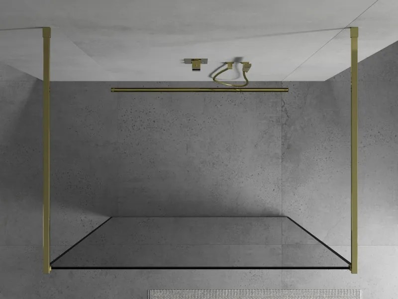 Mexen Kioto, průchozí sprchová zástěna 110 x 200 cm, 8mm sklo čiré/černý vzor, złota- 800-110-002-50-70