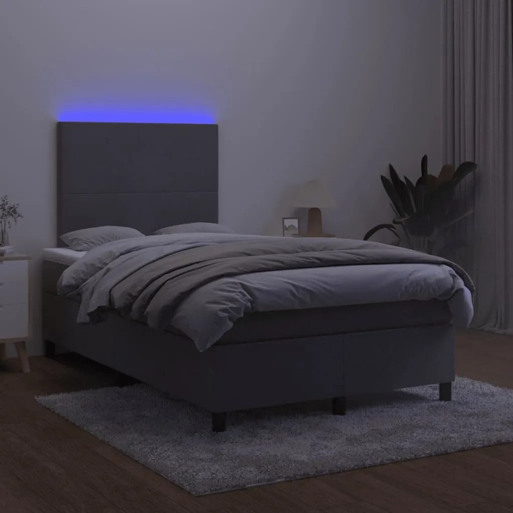 Box spring postel s matrací a LED tmavě šedá 120 x 190 cm samet 3270300
