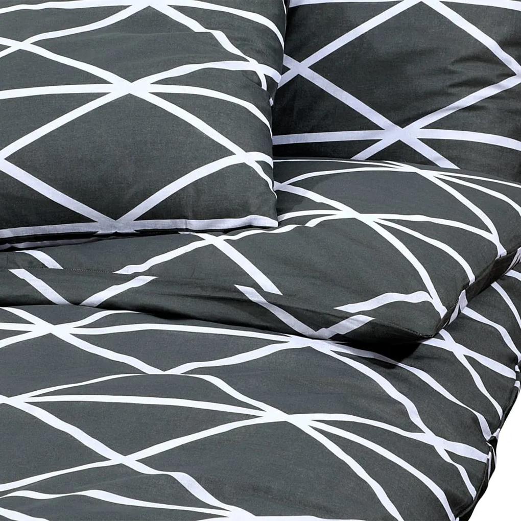 vidaXL Sada ložního prádla 140 x 200 cm bavlna [136046] Barva: Tmavě šedá a černá