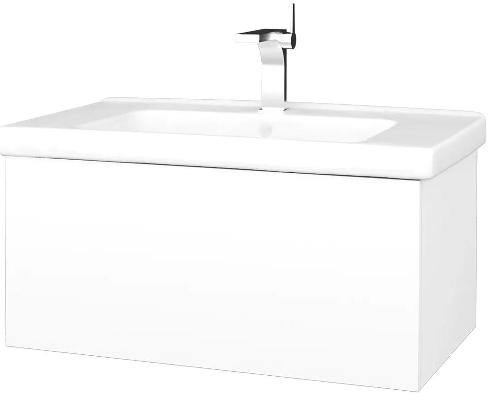 Dřevojas Koupelnová skříň VARIANTE SZZ 80 (umyvadlo Harmonia) Varianta: M01 Bílá mat / M01 Bílá mat
