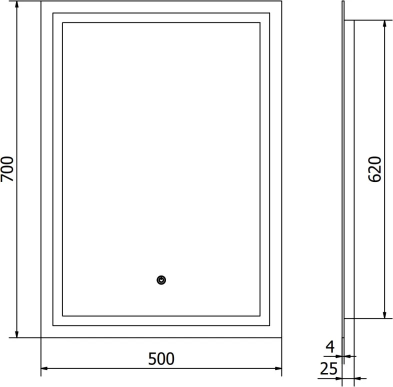 Mexen Miko, LED koupelnové zrcadlo s podsvícením 50 x 70 cm, 6000K, ochrana proti zamlžování, 9819-050-070-611-00