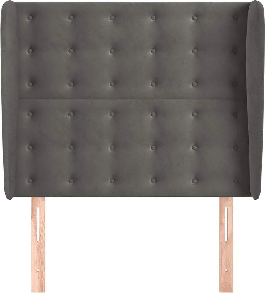 Čelo postele typu ušák tmavě šedé 103x23x118/128 cm samet 3118433