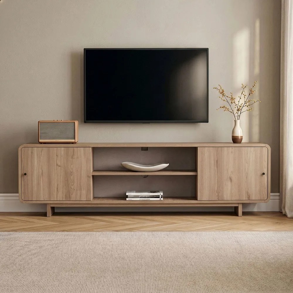 TV stolek v dekoru dubu ve světle přírodní barvě 180x52x34 cm Mirel – Nordure