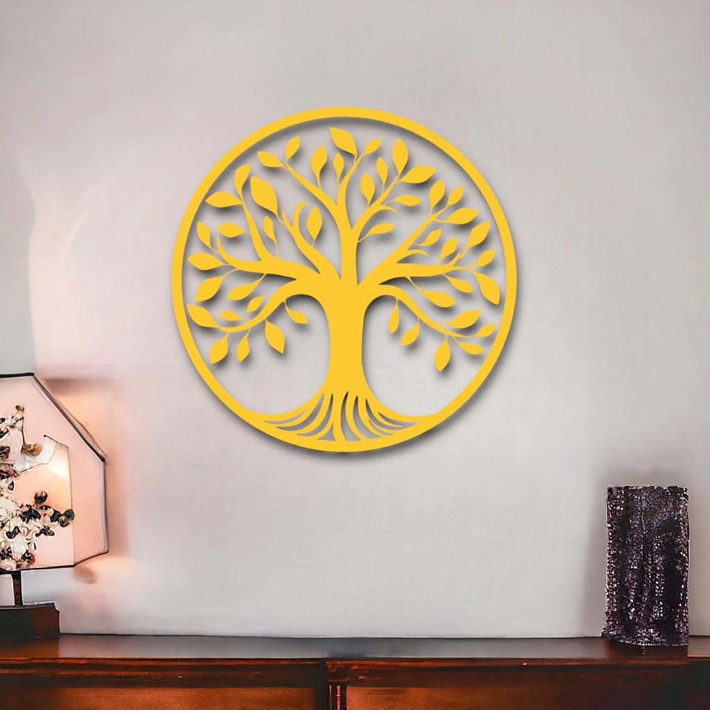 Strom života 13 - kovový obraz na zeď Velikost: 125cm, Barva: Yellow