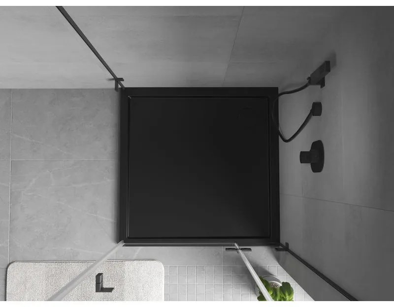 Mexen Flow Slim, čtvercová sprchová vanička 85 x 85 cm, černá matná, 46S708585