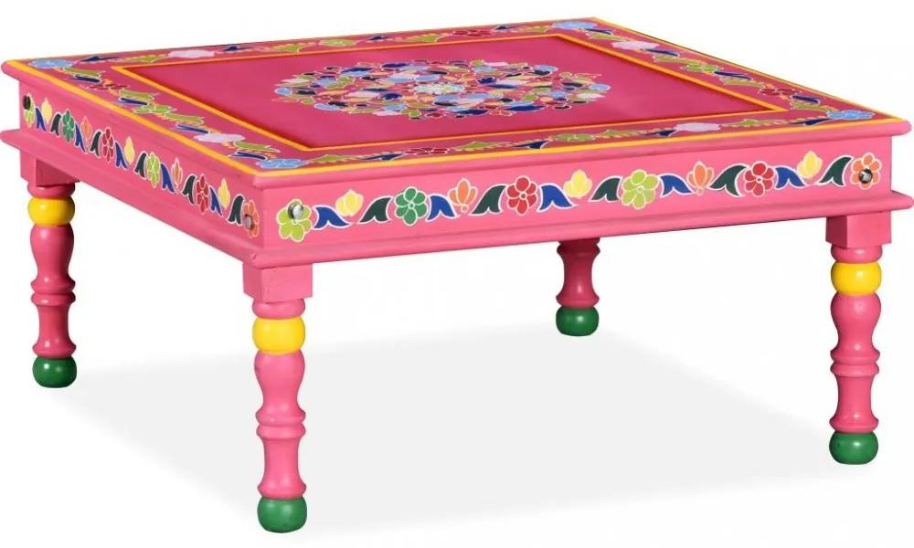 Konferenční stolek ručně malovaný Dekorhome Růžová