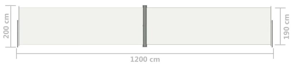 Zatahovací boční markýza krémová 200 x 1 200 cm,  318079