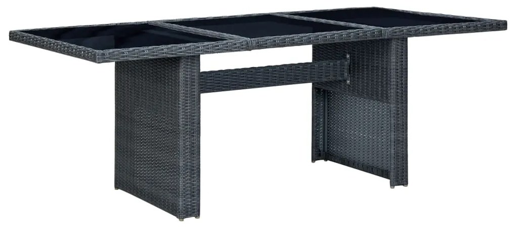 Zahradní stůl tmavě šedý polyratan a tvrzené sklo 313309