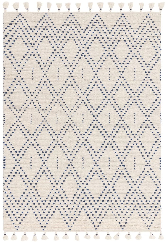 Tribeca Design Kusový koberec Livan Cream Blue Diamond Rozměry: 120x170 cm