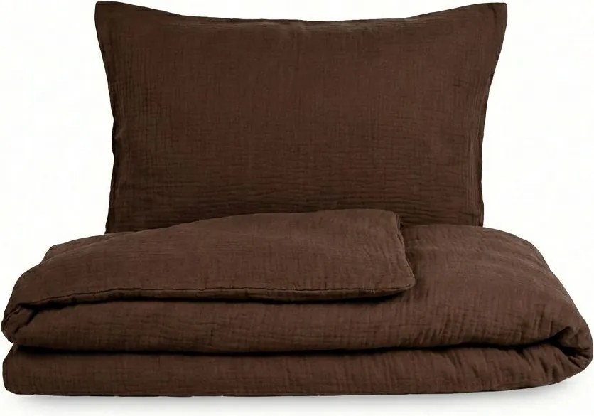 Kvalitex Mušelínové povlečení tmavě hnědé 1x 140/220, 1x 70/90cm