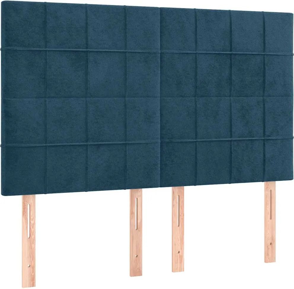 Box spring postel s matrací tmavě modrá 140x200 cm samet 3132685