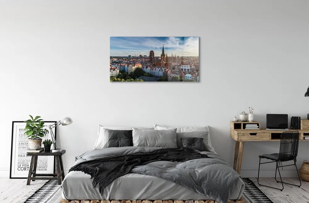 Obraz na skle Gdańsk Panorama kostel 100x50 cm