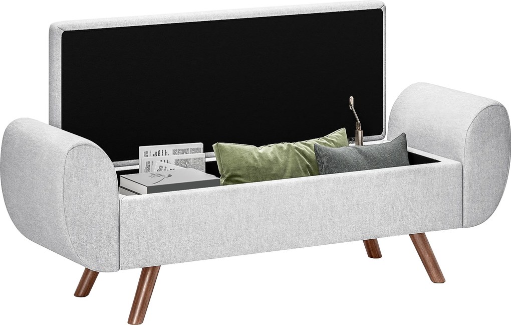 HOMCOM Úložná Lavice 53,8L Ottoman Úložný Box na Konci Postele s Polstrovaným Lněným Sedákem a Opěrkami Rukou, pro Obývací Pokoj, Ložnici, Předsíň, 1…