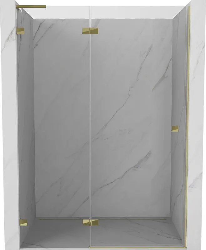 Mexen, Mexen Lunar L Otočné levé sprchové dveře 135 cm, transparentní, zlaté - 834L-135-000-50-00-L