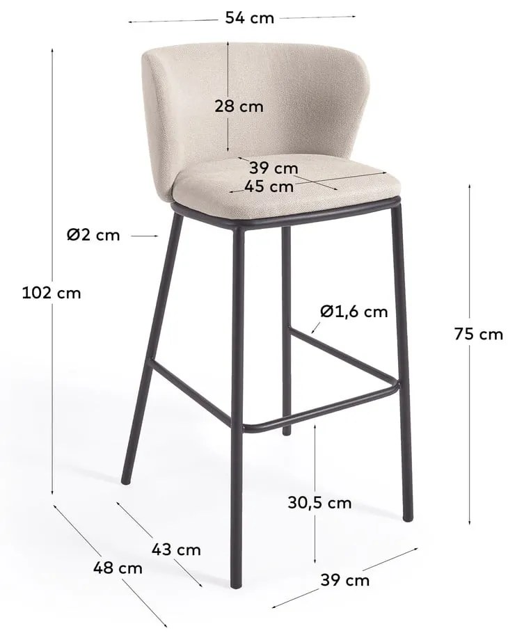 Béžová barová židle 102 cm Ciselia – Kave Home