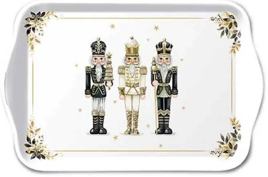 Bílý melaminový tácek s Louskáčky Royal Nutcrackers - 13*21 cm