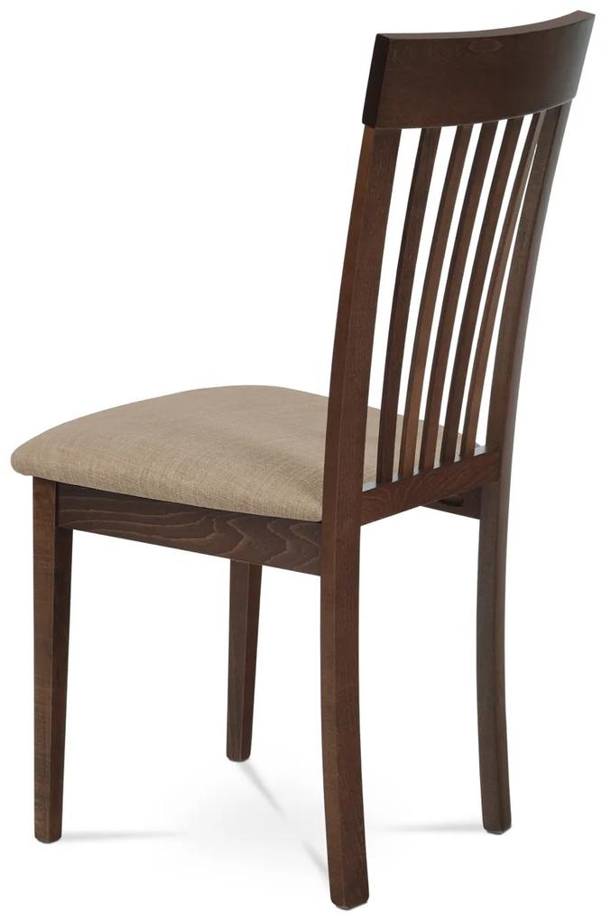 Jídelní židle BC-3950 WAL masiv buk, barva ořech, látka krémová